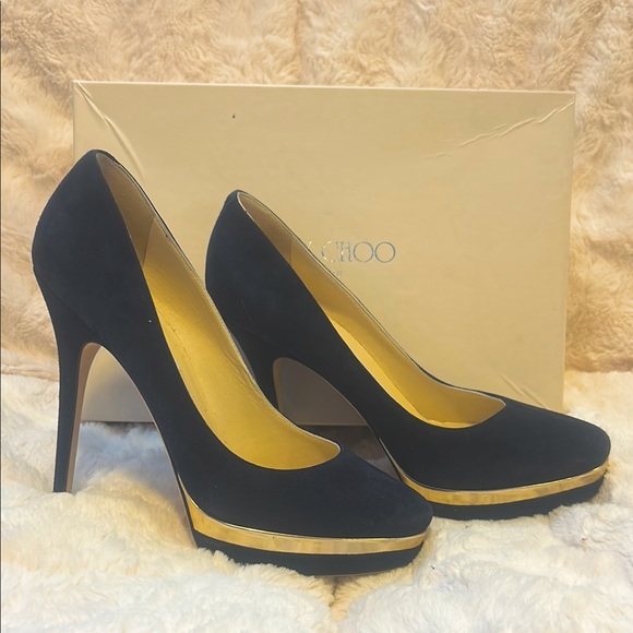 Jimmy Choo | Shoes | Jimmy Choo Navy And Gold Heels | Poshmark